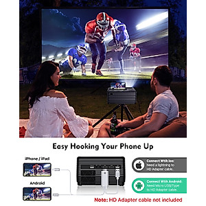 Mini Projector for iPhone, 1080P Bluetooth DVD Projector with Built in DVD Player with 120 inches Screen, Led Portable Video Projector for Outdoor Family Movie Night Compatible Phone/HD/USB