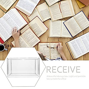 COLLBATH Supplies Case Stationery Lids Acrylic Book Trinkets for Shoe Home Boys Display Bookshelf Clear with Large Collapsible Desk Transparent Convenience Bookrack Folder Toy Crate