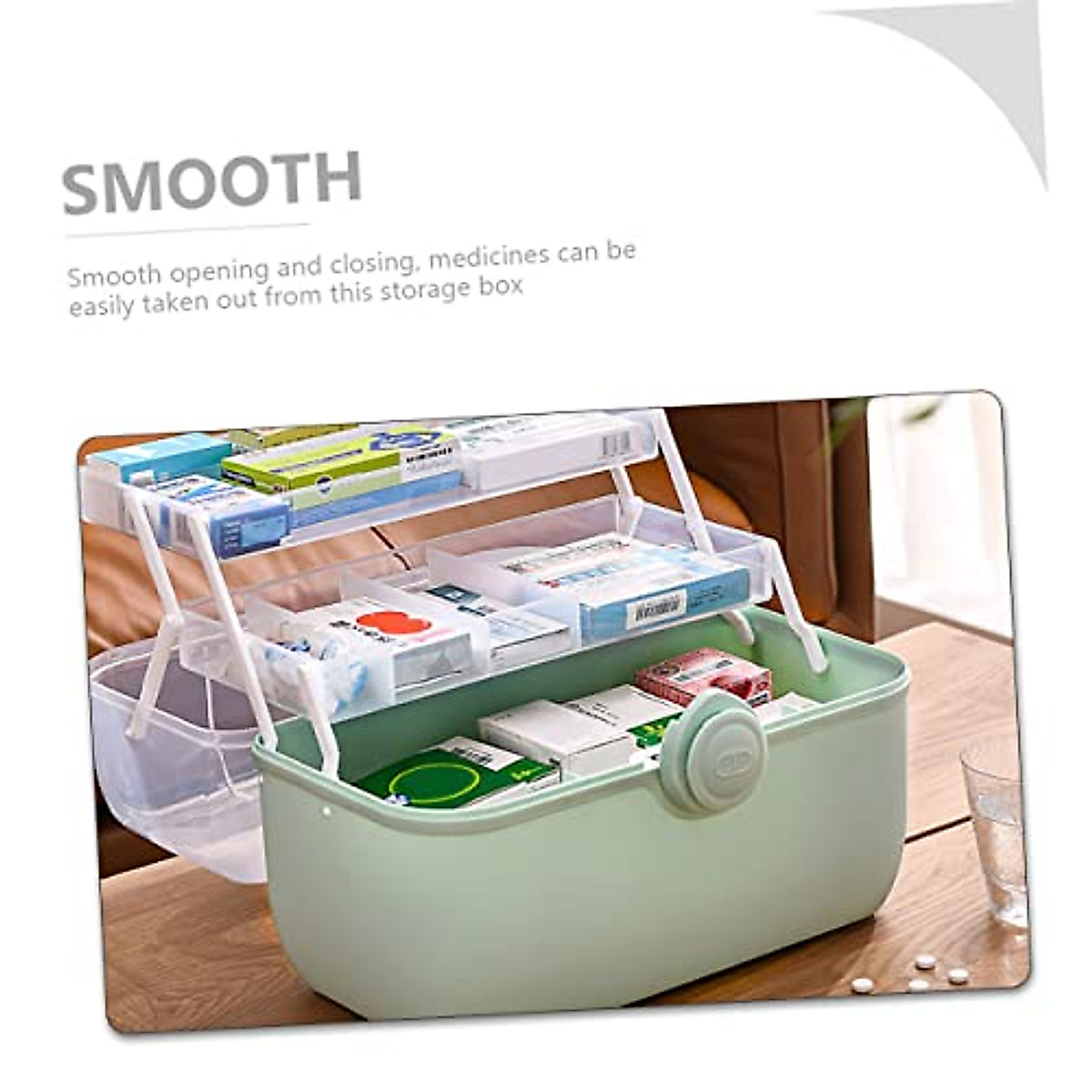 KICHOUSE Large Capacity Multi Medicine Organizer Box Lockable Storage Box for Family Use Home Medicine Box with Detachable Tray for Emergency Supplies