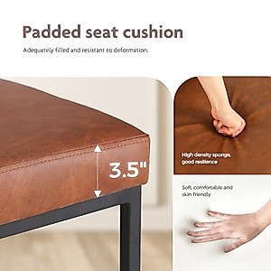 ALPHA HOME 24” Bar Stools Set of 4 Counter Height Bar Stool Pu Leather Kitchen Modern Bar Stools with Backrest Upholstered Footrest Sturdy Chromed Metal Steel Frame,Brown.