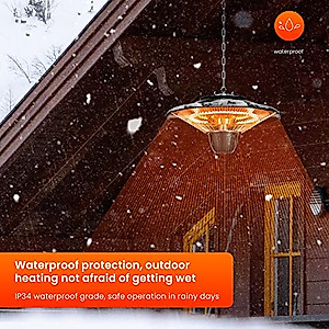 Danluke POWER 1500W Hanging Yard Heater，ceiling heater, courtyard electric heater, infrared heater, ceiling electric heater 3S Fast Heating, Great Room, Garage，Ceiling Mount