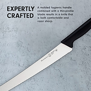 Messermeister Pro Series 10” Scalloped Round-Tip Bread Knife - German X50 Stainless Steel & NSF-Approved PolyFibre Handle - 15-Degree Edge, Rust Resistant & Easy to Maintain - Made in Portugal
