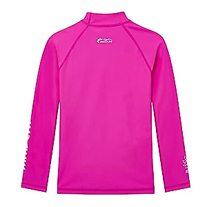 MADCAP Girls Rash Guard Long Sleeve Swimwear Swim Surf Shirt Top UV Sun Protection for Toddler and Teen Girls 4-16 Years Old (Dark Pink, X-Large / 16)