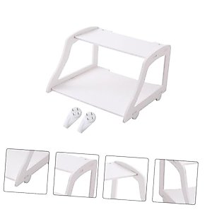 KOMBIUDA 1pc Router Storage Rack Layer Storage Shelf Router Wall Holder Router Stand Double-layer Storage Holder Mini Router Shelf Supports Shelf Holders Set-top-box Rack Plastic White