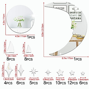 Amaonm Removable 3D Acrylic Mirror Surface Crystal Moon and Stars Wall Decal DIY Home Art Decor Wall Sticker Murals for Kids Boys and Girls Bedroom Room Ceiling Bathroom TV Background