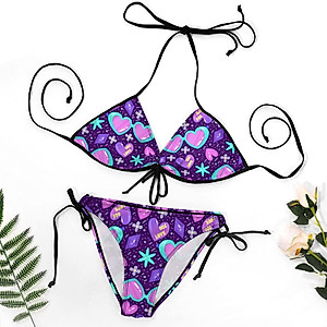 Vintage 80s 90s Style-26 Women's Bikinis Sets Halter String Triangle 2 Piece Sexy Swimsuit Bathing Suits M