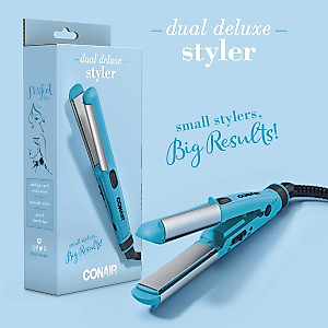 Conair Mini Dual Deluxe Styler; Add Curls and Waves - or - Straighten; Perfect for On-The-Go Styling
