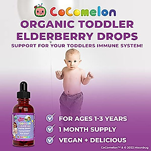 Cocomelon Elderberry Syrup for Toddlers by MaryRuth's | USDA Organic | Black Elderberry Liquid Drops for Immune Support | Blueberry Raspberry | Kids Ages 1-3 Years | Vegan | Non-GMO | 1 Oz