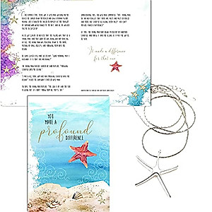 Smiling Wisdom - Starfish Story You Make A Profound Difference Greeting Card and Necklace Gift Set - Women (Simple Starfish)