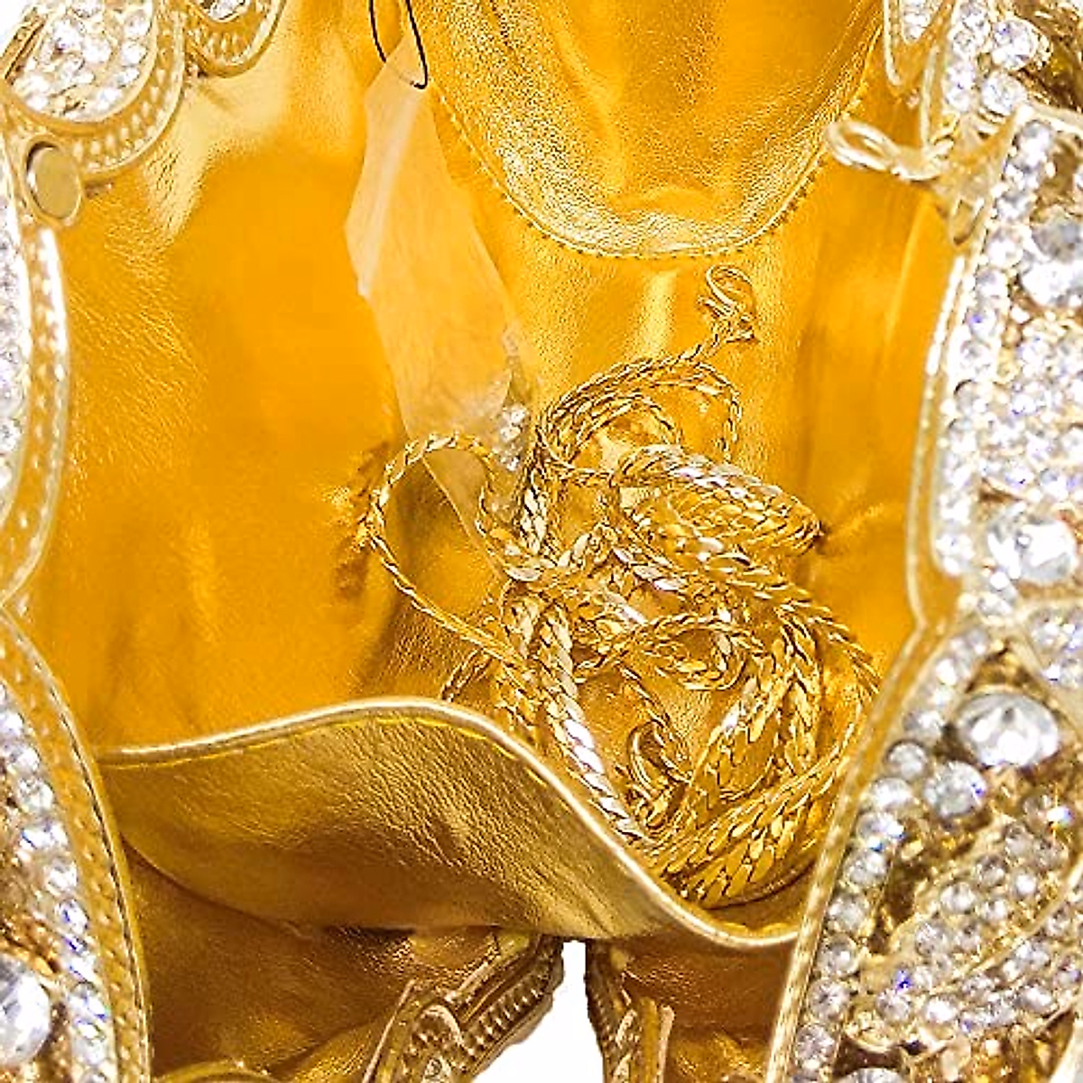 Boutique De FGG Elegant Flower Clutch Evening Bags for Women Wedding Party Crystal Purse and Handbags (Small,Gold&Silver)