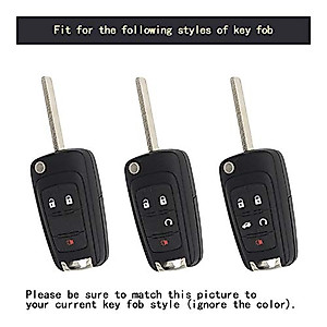 TANGSEN Flip Key Fob Case Compatible with Buick Chevrolet Chevy GMC 3 4 5 Button Keyless Entry Remote Control Accessories Personalized Double Protective Cover ABS Plastic Carbon Fiber Red Silicone