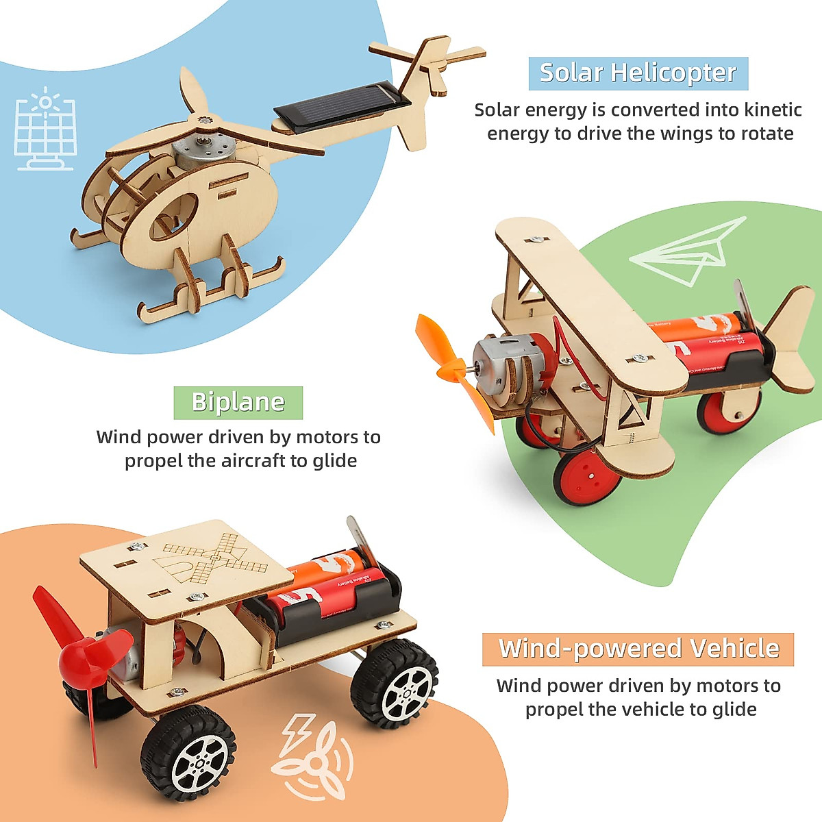 STEM Kits for Kids Age 8-10 10-12, 6 Set Wood Building Projects Crafts Science Model Car Kits for Kids Age 8-12 5-7, Wooden 3D Puzzles, STEM Toys for Boys 7 8 9 10 12 13 Year Old Birthday Gifts