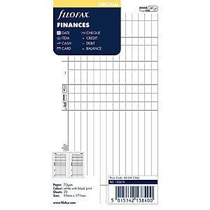 Filofax Personal Finances, White