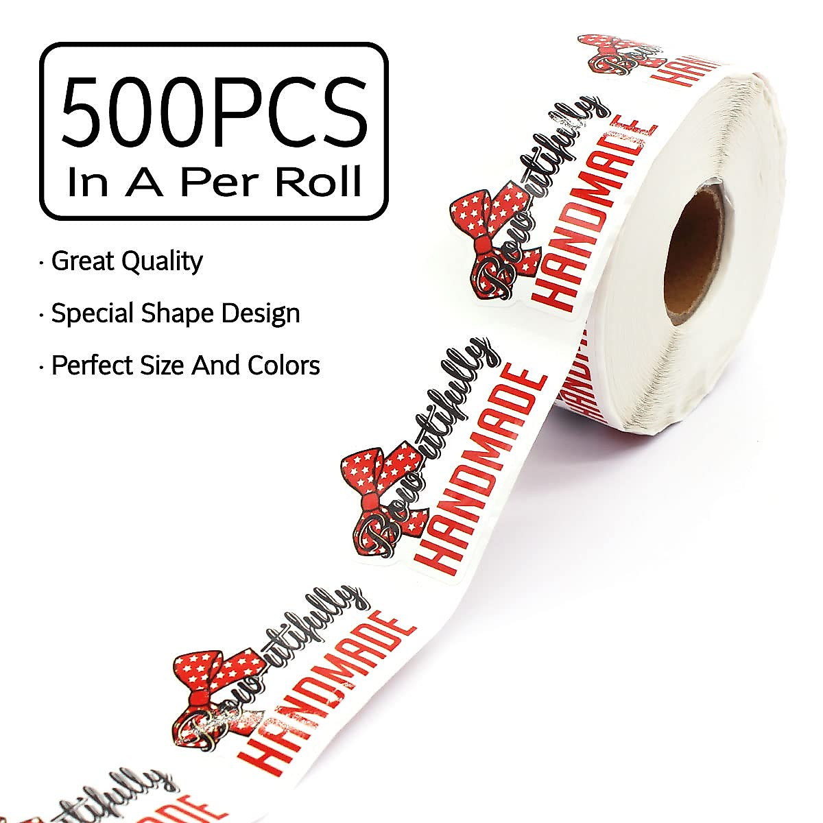 Bow Utifully Handmade Stickers,Thank You Stickers,Handmade Stickers,Small Shop Stickers,Envelopes Stickers for Small Business, Online Retailers,Handmade Goods,500 Labels Per Roll