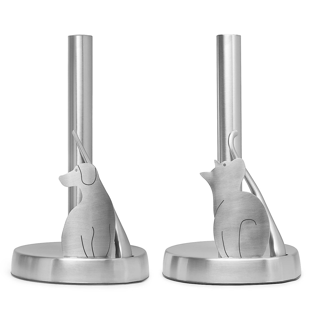 Everyday Solutions Meow Paper Towel Holder - Stainless Steel, Countertop Paper Towel Dispenser - with Tension-Spring for Single Handed Use - Featuring Cute Animal Tail Design - Great for Pet Lovers