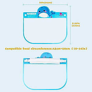 10PCS Kids' PET Reusable Clear Protective Safety Face Shields Assorted Designs for Boys & Girls, Lightweight High Transparency Wrap-Around Splash Cover Anti-Fog Visor Comfortable Fit Elastic Headband