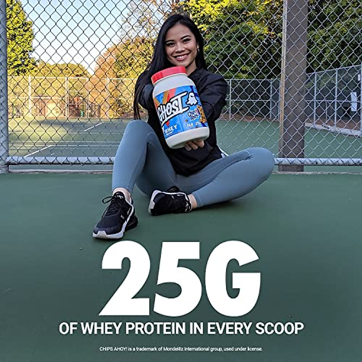 GHOST WHEY Protein Powder, Chips Ahoy! - 2lb, 25g of Protein - Whey Protein Blend - ­Post Workout Fitness & Nutrition Shakes, Smoothies, Baking & Cooking - Cookie Pieces Inside