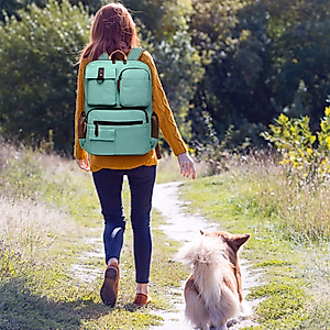 CAMTOP School Backpack Vintage Canvas Laptop Backpacks Men Women Rucksack Bookbags Travel (Mint Green)