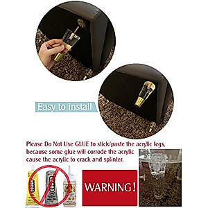 JEREVER Acrylic Furniture Legs 6.9inch Replacement Sofa Feet Cabinet Modern Clear Decor DIY Legs Tapered Style Set of 4 (Gold)