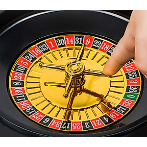 BETTERLINE Shot Glass Roulette Drinking Game and Poker Playing Cards Set - Spinning Wheel, 2 Balls and 16 Shot Glasses - Casino Adult Party Games