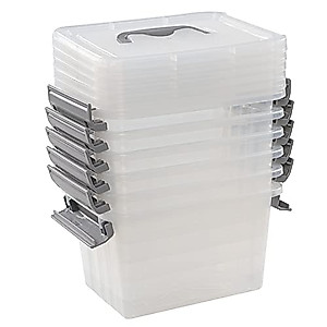 Yuright 3.5 L Latch Box Bin with Lid, 6 Packs, Plastic Storage Container
