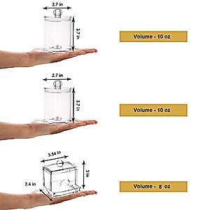 WISIEW Swab Holder Canisters with Lid, Bathroom Qtip Dispenser Apothecary Jars, Clear Plastic Cotton Ball Pad Container for Cotton Swabs, Q-Tips, Make Up Pads, Cosmetics
