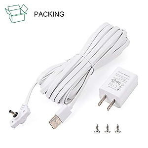ALERTCAM Power Adapter for Ring Spotlight Cam Battery - Long and Flat 30 ft/9 m Weatherproof Outdoor Cable to Continuously Charge Your Home Security Camera (White)