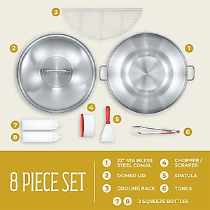 CONCORD Stainless Steel 8 Piece 22" Comal Cookware Set. Comales Discada Set