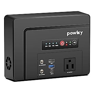 Powkey Portable Power Station 100W/97.68Wh Camping Portable Generator Laptop Power Bank with AC Outlet 26400mAh Fast Charging Battery Pack with PD65W USB C Power Supply for Outdoor Camping Home Backup