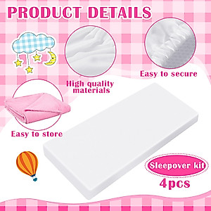 8 Pieces 8 Pieces Sleepover Party Supplies Include Soft Throw Blankets Air Mattress Sheet Pad Covers for Spa Sleepover Slumber Birthday Party Favors (White and Pink)