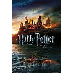 Harry Potter and the Deathly Hallows - Movie Poster (Advance Style - Hogwarts On Fire) (Size: 24 inches x 36 inches)