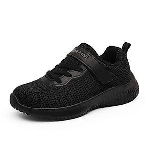 DREAM PAIRS Boys Girls Shoes Kids Tennis EZ-Ons FunRun Breathable Running Athletic Sport Sneakers,Size 2 Little Kid,All/Black,KRIDER-1