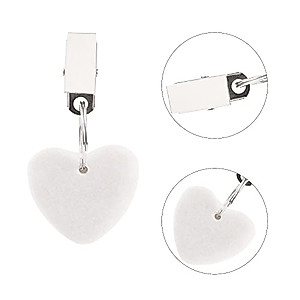 ZEAYEA 12 Pieces Tablecloth Weights, Table Cover Weights Tablecloth Pendant for Indoor Outdoor, White Heart Shape Stone Table Weight Hanger with Metal Clips for Picnic Family Dinner Table Decoration