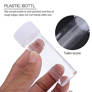 Baluue 50pcs Plastic Test Tubes Screw Caps Small Bottle Vial Storage Sputum Sample Vial Container for Lab Specimen Organizer 25ml