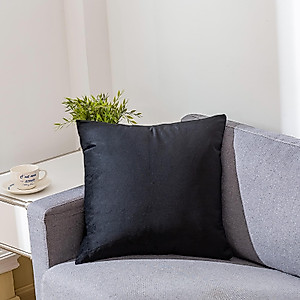 RainRoad Black Throw Pillows Covers Set of 2 Soft Velvet Decorative Pillow Covers 18x18 Inch for Couch Bed (Black, 18" x 18"(Pack of 2))