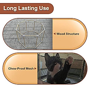 Meow&Woof Cat Playpen for Small Animals Wood Frame Cats Cage Indoor Kitten Crate Dog Play Pens for Puppy Large Size Sturdy Struction Long Lasting Use(29" W 16.5" H, Mist)