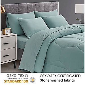 Chezmoi Collection Piper Twin Bed in a Bag 5-Pieces Honeycomb Geometric Hexagon Quilted Soft Washed Double Brushed Microfiber Comforter with Sheets Lightweight All Season Bedding Set (Twin, Aqua)