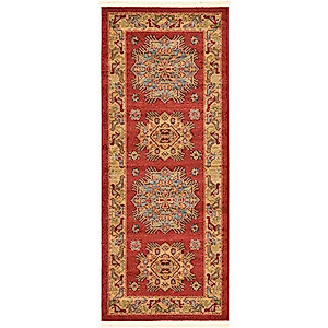 Unique Loom Sahand Collection Traditional Geometric Classic Red Runner Rug (2' 7 x 6' 7)
