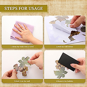 8 Sheets Wine Bottle Kitchen Wall Decals Grape Fruit Wall Stickers Wine Kitchen Decor Wine Tasting Stickers Peel and Murals for Kitchen Dining Living Room Bar Restaurant