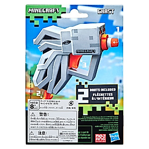 Nerf MicroShots Minecraft Ghast Mini Blaster, Includes 2 Official Elite Darts, Christmas Stocking Stuffers, Minecraft Ghast Mob Design