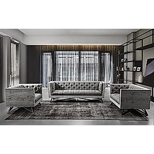 Regis Contemporary Sofa, Gray/Black/Brown