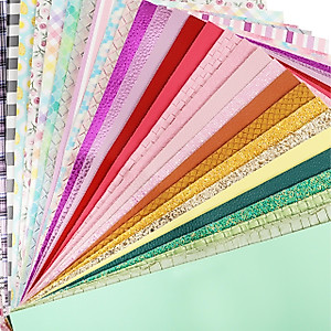 ZAIONE Random Faux Leather Sheets: Glitter Plaid Print Leather 20Pcs 8X12 Inch Grain Texture Embossed Colors Pattern Leather for Earrings Crafts