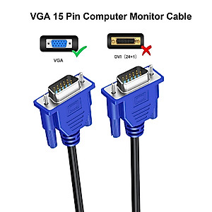 VGA to VGA Cable 10-Pack, 6FT VGA Monitor Cable, VGA Male to Male Cord 1080P Full HD High Resolution for Monitor TV Computer Projector-Blue