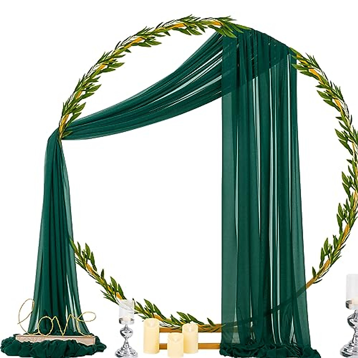 Socomi Wedding Arch Draping Fabric 29" x 20Ft 1 Panel Emerald Green Sheer Curtain Drapes Extra Long for Wedding Ceremony Birthday Party Decoration