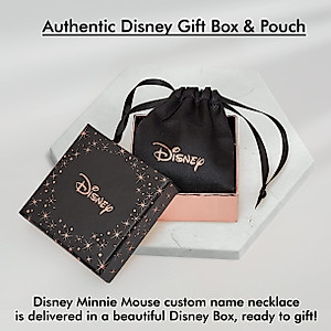 Disney Minnie Mouse Personalized Name Necklace - Flash-Plated Name Necklace Personalized, Flash Plated Name Pendant, Cubic Zirconia Minnie Icon, Script Font