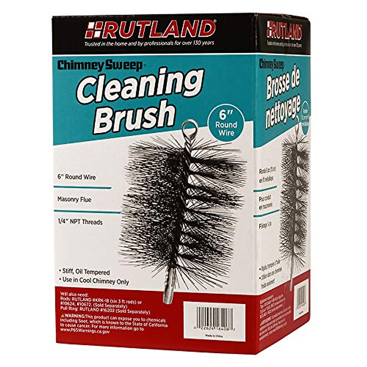 Rutland Products 16406 6-Inch Round Chimney Cleaning Brush, Red