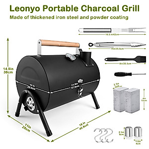 Portable Charcoal Grill Set of 12, Leonyo Tabletop Charcoal Grills, Compact Small BBQ Grill with Griddle Accessories for Outdoor Camping, Patio, Backyard, Beach, RV Traveling