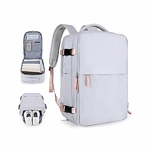 bergsalz Travel Backpack Essentials For Women Men Grey Airline Approved Personal Item Travel Bag Carry On Bag Gym Waterproof Backpack Purse College Laptop Bag