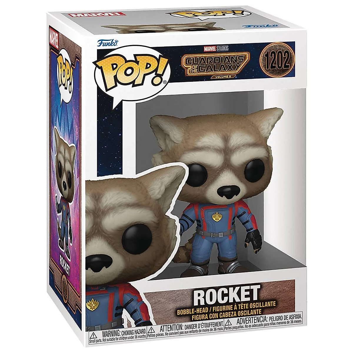 POP Marvel: Guardians of The Galaxy Volume 3 - Rocket Raccoon Funko Vinyl Figure (Bundled with Compatible Box Protector Case), Multicolored, 3.75 inches
