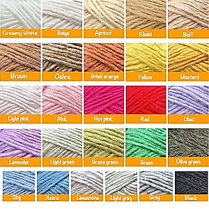 HISHUJUN, 20% Wool 80% Acrylic Wool Yarn, 4 Skeins, Soft Chunky Weight #5 for Crochet and Knitting, Each Skein1.76Oz (50g) / 55 Yrds (50m) (23 - Limestone)